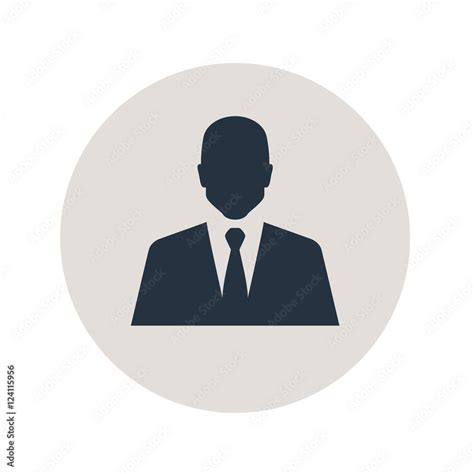 Icono Plano Silueta Hombre Con Traje En Circulo Gris Stock Vector Adobe Stock