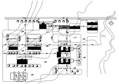 Site Area Autocad Drawing With Contour Lines Details