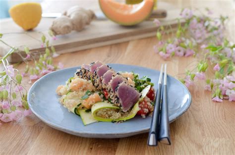 Tataki De Thon Et Sa Salade Fraiche De Quinoa Au Melon Les Pépites De