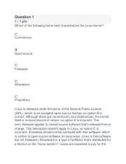 Linux Chapter Quiz Docx Question Pts Which Of The Following Terms Best Characterizes