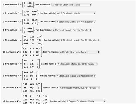 Solved Regular Stochastic Matrix B Not Stochastic Matrix C