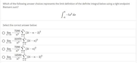Solved Which Of The Following Answer Choices Represents The
