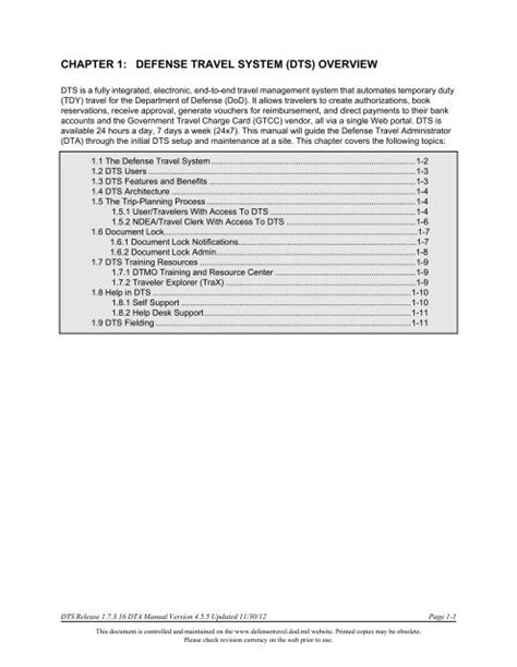 CHAPTER DEFENSE TRAVEL SYSTEM DTS OVERVIEW DTMO