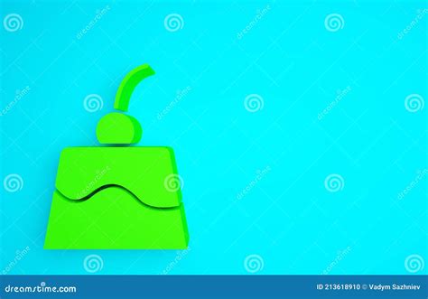 Green Pudding Custard With Caramel Glaze Icon Isolated On Blue
