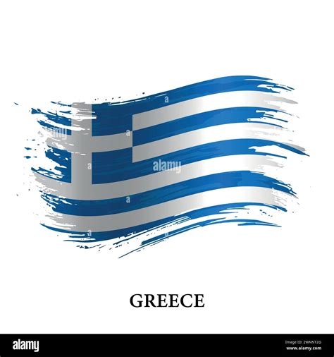 Grunge Flag Of Greece Brush Stroke Vector Background Stock Vector