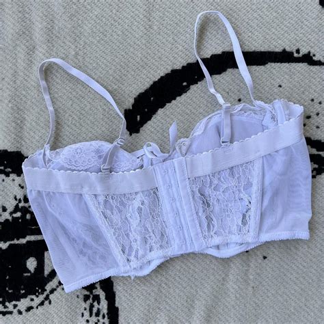 Nasty Gal White Lace Bustier Bralette Hooks On The Depop