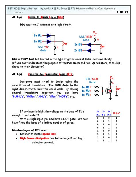 EET 310 App A TTL Fam History 12 4 2013 1 OF 19 A1 A Diode To Diode
