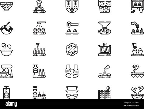 Food Processing Icons Collection Is A Vector Illustration With Editable