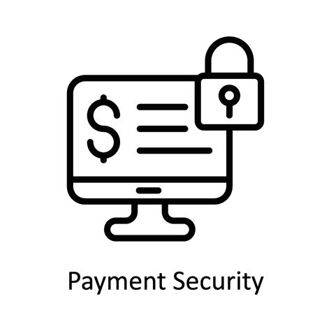 Payment Security Vector Outline Icon Design Illustration Cyber Security Symbol On White