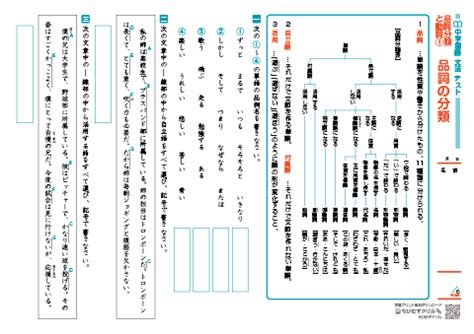 中学国語 文法 品詞の分類活用する自立語動詞の活用 練習問題プリントちびむすドリル中学生