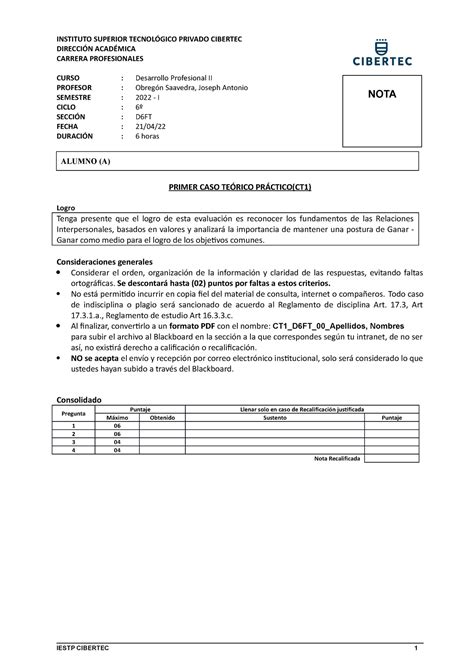 2253 Desarrollo Profesional Ii D6ft 00 Ct1 Obregón Saavedra Joseph