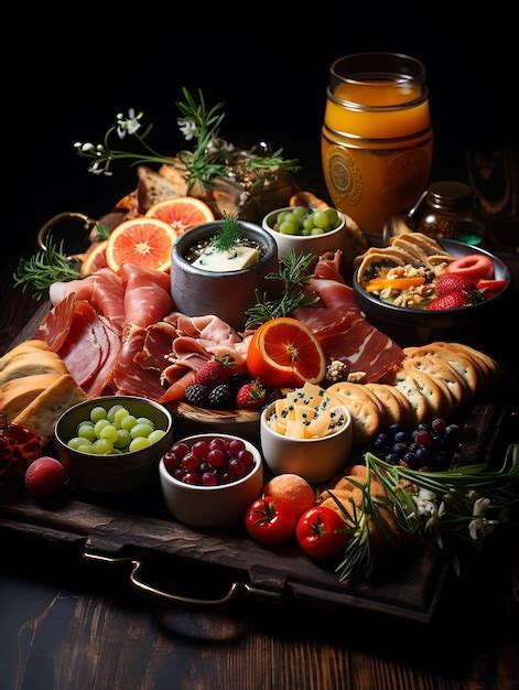 Premium Ai Image Frame Of Culinary Delights Exquisite New Years Eve
