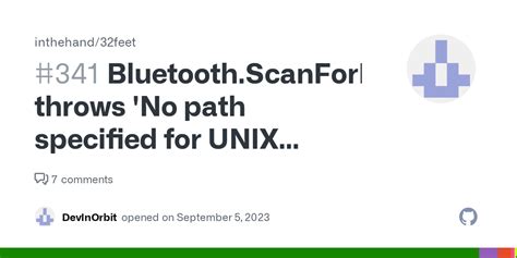 Bluetoothscanfordevicesasync Throws No Path Specified For Unix
