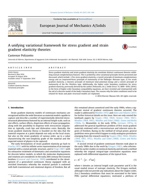 Pdf A Unifying Variational Framework For Stress Gradient And Strain Gradient Elasticity Theories