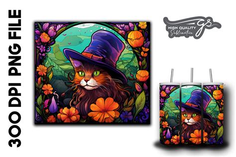 Halloween Cat Stain Glass Background 34 Graphic By Glamousita