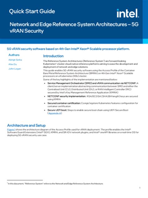 Network And Edge Reference System Architectures 5g Vran Security