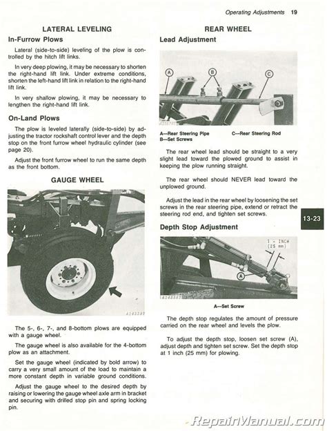 Used John Deere Spring Reset Semi Integral Moldboard Plows Operators Manual