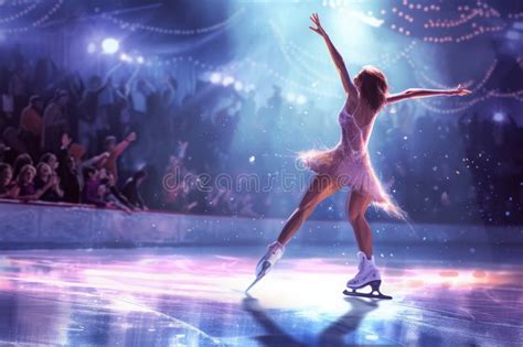 Female Figure Skating On An Ice Rink A Dynamic Representation Of A