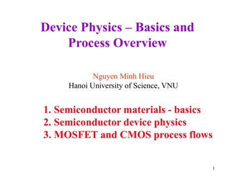 Semiconductor Device Physics And Cmos Process Overview