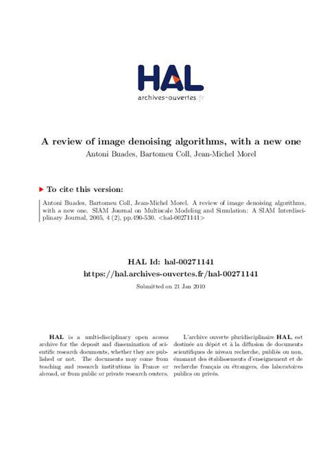pdf a review of image denoising algorithms with a new one