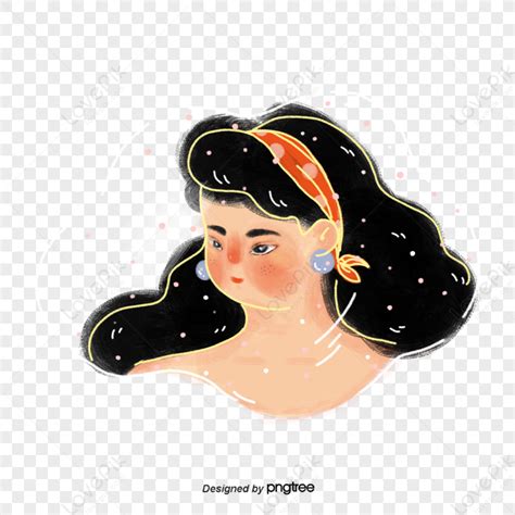 자유형 긴 머리 일러스트 소녀 섹시한 미술 귀고리 Png 일러스트 무료 다운로드 Lovepik