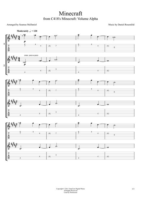 Minecraft Arr Seamus Mcdaniel Sheet Music C418 Instrumental Duet