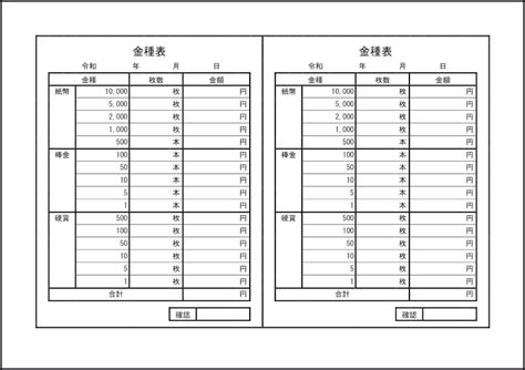 金種表 4 金種（経理実務）〜m活 Microsoft Office活用サイト