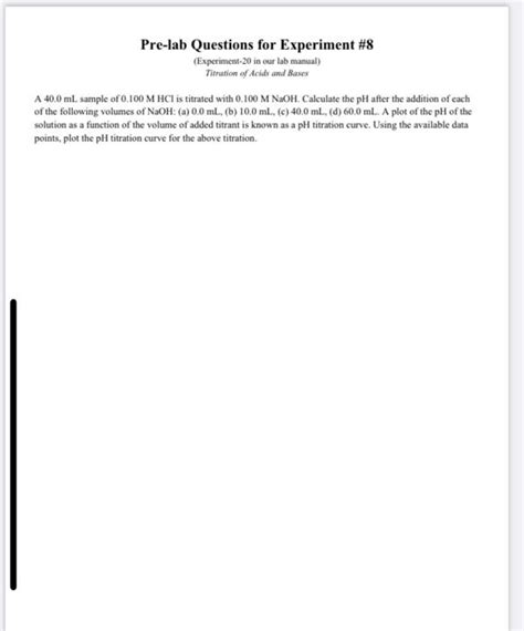 solved pre lab questions for experiment 8 experiment 20 in
