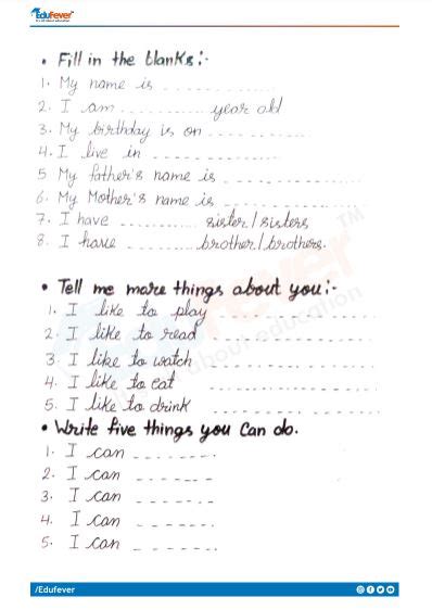 Class 1 Evs Introduction Worksheet With Solution