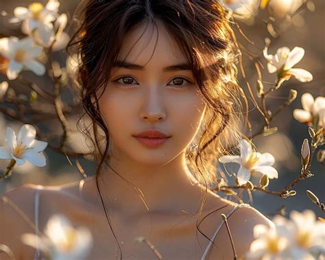 Premium Photo A Young Pretty Asian Girl Poses For A Portrait