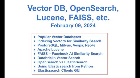 Vector DB Opensearch Lucene FAISS February 09 2024 For RAG YouTube