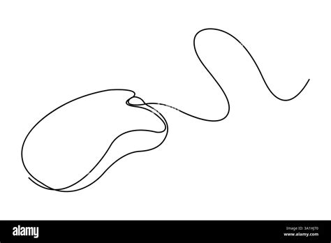 Drawn Continuous One Line Art Of Computer Mouse Design Vector Illustration Stock Vector Image