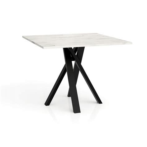 Stół Kwadratowy 90x90 Glamour Loft Marmuru Bianco Biały Marmur Z