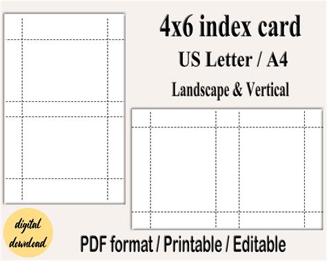 Printable 4x6 Index Cards Editable Index Card Blank Flashcards