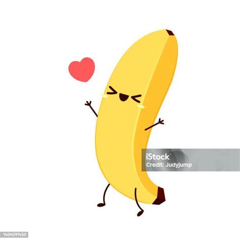 Vektor Kartun Pisang Karakter Vektor Buah Lucu Diisolasi Di Atas Putih