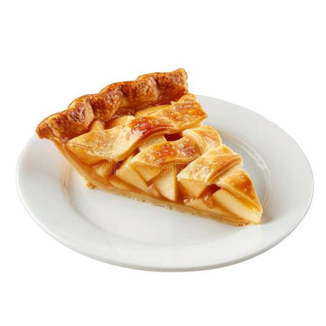 A Slice Of Apple Pie With A Lattice Crust And Caramel Glaze Stock