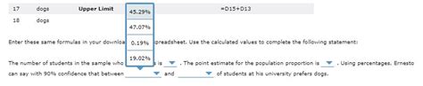 Solved 8 Using Excel Constructing An Interval Estimate