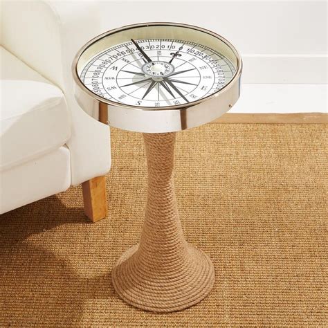 Twos Company Working Compass Accent Decorative Table With Rope Base