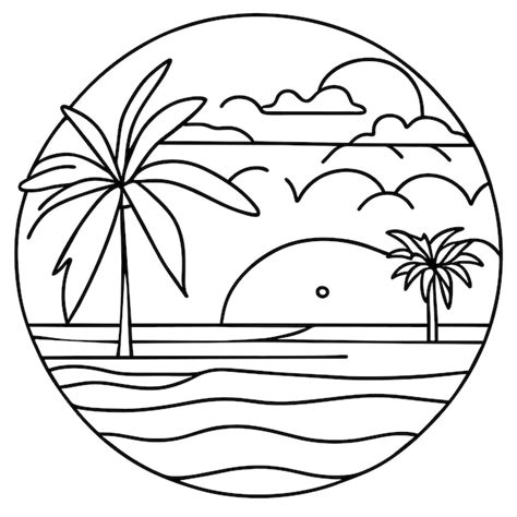 Premium Vector Hand Drawn Tropical Sunset Background