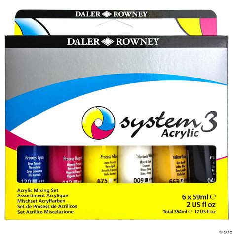 Daler Rowney System3 Acrylic Paint Process Set 6pkg Assorted Colors