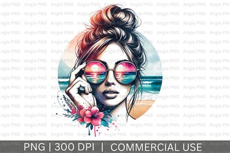 Summer Messy Bun Girl Beach Png Graphic By Angela39503 · Creative Fabrica
