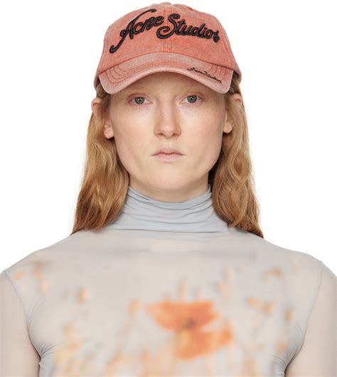 Casquette rouge à logos Acne Studios en solde