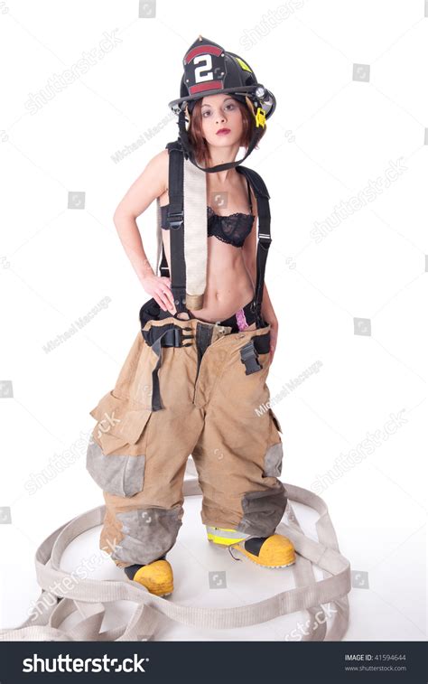 Sexy Female Firefighter Turnout Gear Helmet Stock Photo Shutterstock