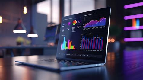 Display Of Analytical Data And Financial Graphs On Laptop Premium Ai Generated Image