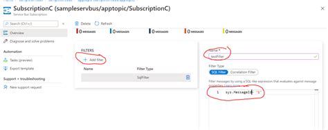Azureservicebus How To Add Filters To Topics Subscription In Azure