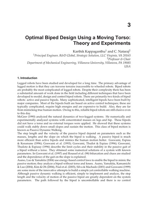 Pdf Optimal Biped Design Using A Moving Torso Theory And Experiments