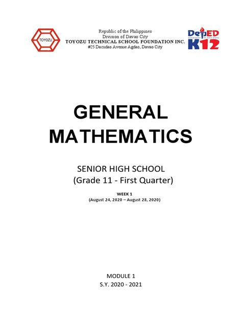 week 1 general mathematics pdf function mathematics set
