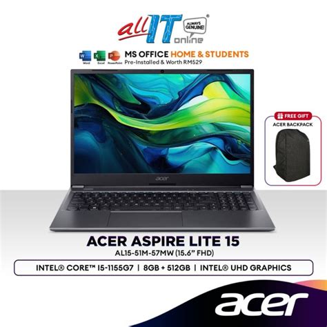 Acer Aspire Lite AL M MW FHD Laptop Intel Core I G GB GB SSD