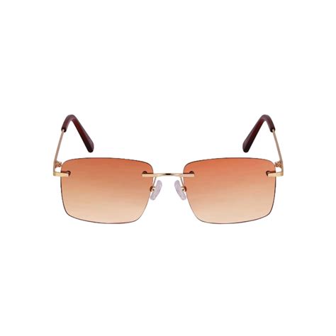 4flaunt Hautrim Rimless Rectangular Sunglasses Gold Brown