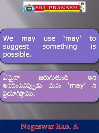 Usage Of May With Telugu Explanation PDF